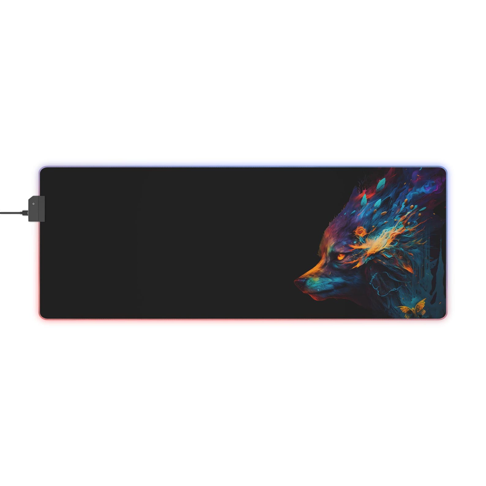 RGB Gaming Mouse Pad With Vibrant Wolf Design - Large LED Mat for ...