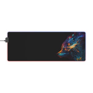 RGB Gaming Mouse Pad With Vibrant Wolf Design - Large LED Mat for ...