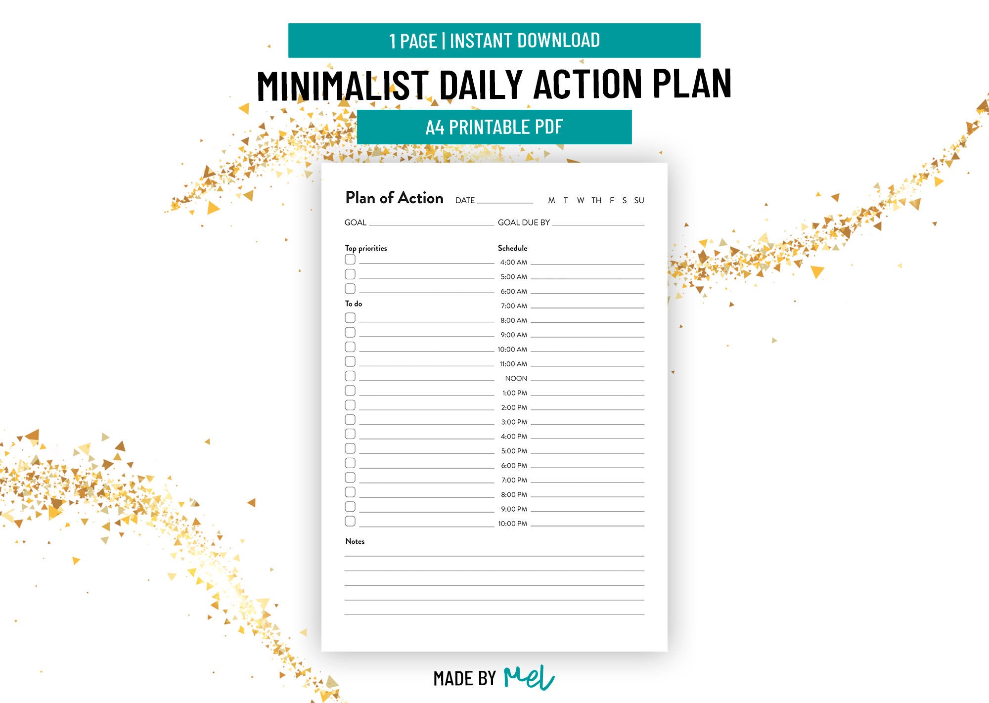 Minimalist Daily Action Plan, Printable Planner, Daily Planner, to Do ...
