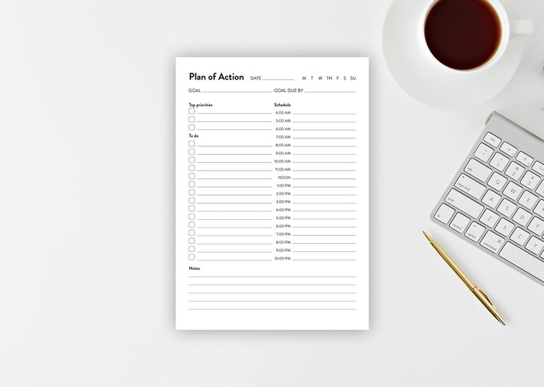 Minimalist Daily Action Plan Printable Planner Daily - Etsy