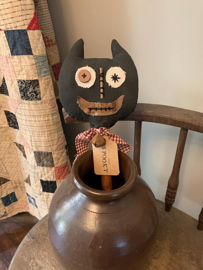 Primitive Black Cat on Cinnamon Stick Poke– Handmade Fall Halloween Décor - Etsy
