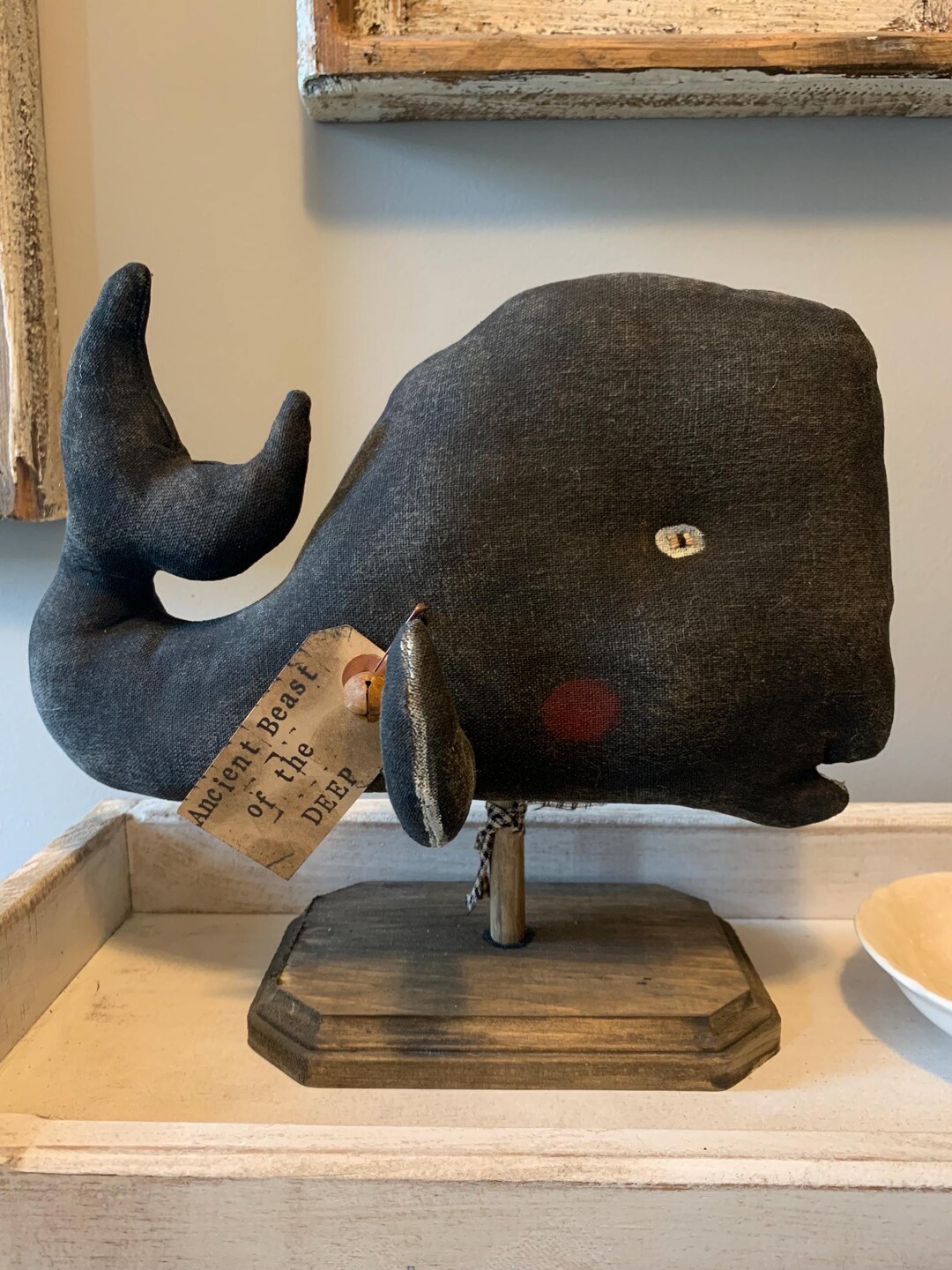 Primitive Fabric Whale – Handmade Prim Whale Decor – Grubby Coastal ...