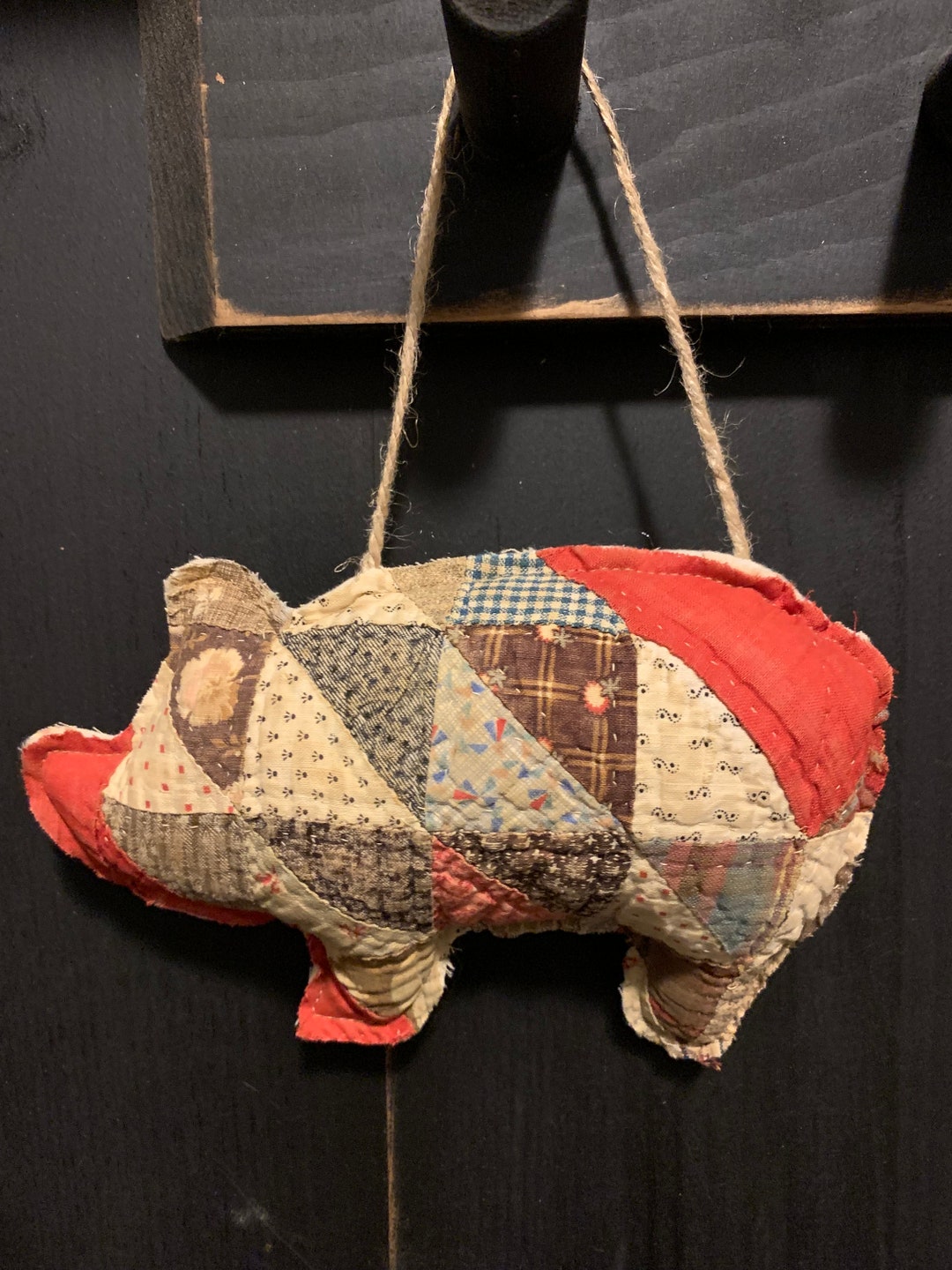 Quilted Primitive/farmhouse Stuffed Hanging Pig - Etsy