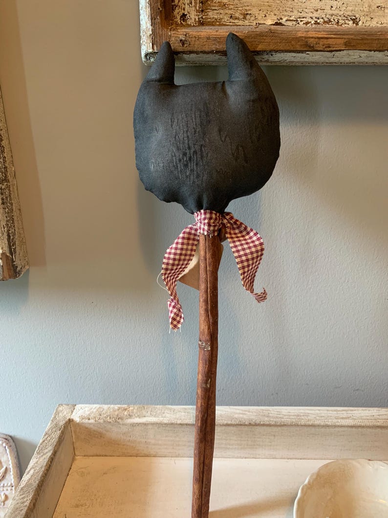 Primitive Black Cat on Cinnamon Stick Poke– Handmade Fall Halloween Décor - Etsy