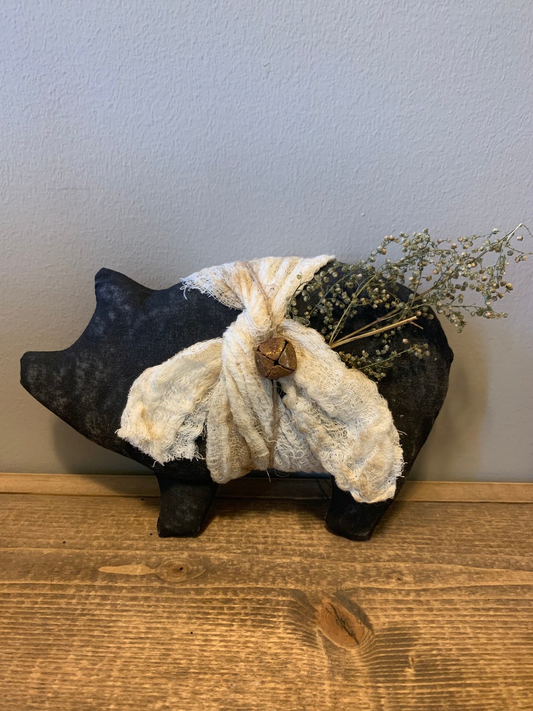 Primitive/farmhouse Stuffed Pig, Bowl Filler, Shelf Sitter, Sweet Annie ...