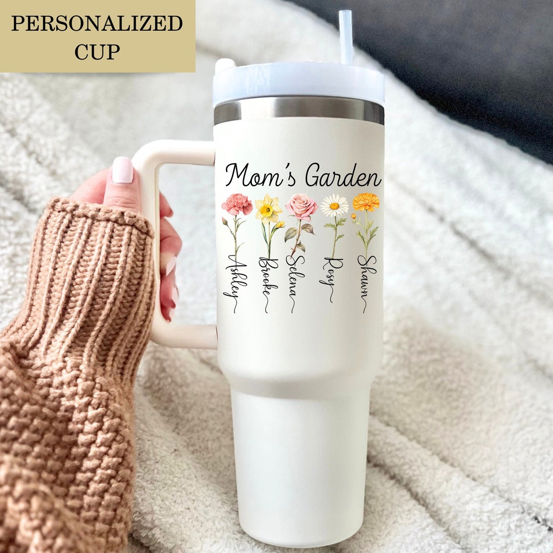 Birth Flower 40oz Tumbler, Custom Birth Flower Tumbler for Mom, Mom's ...