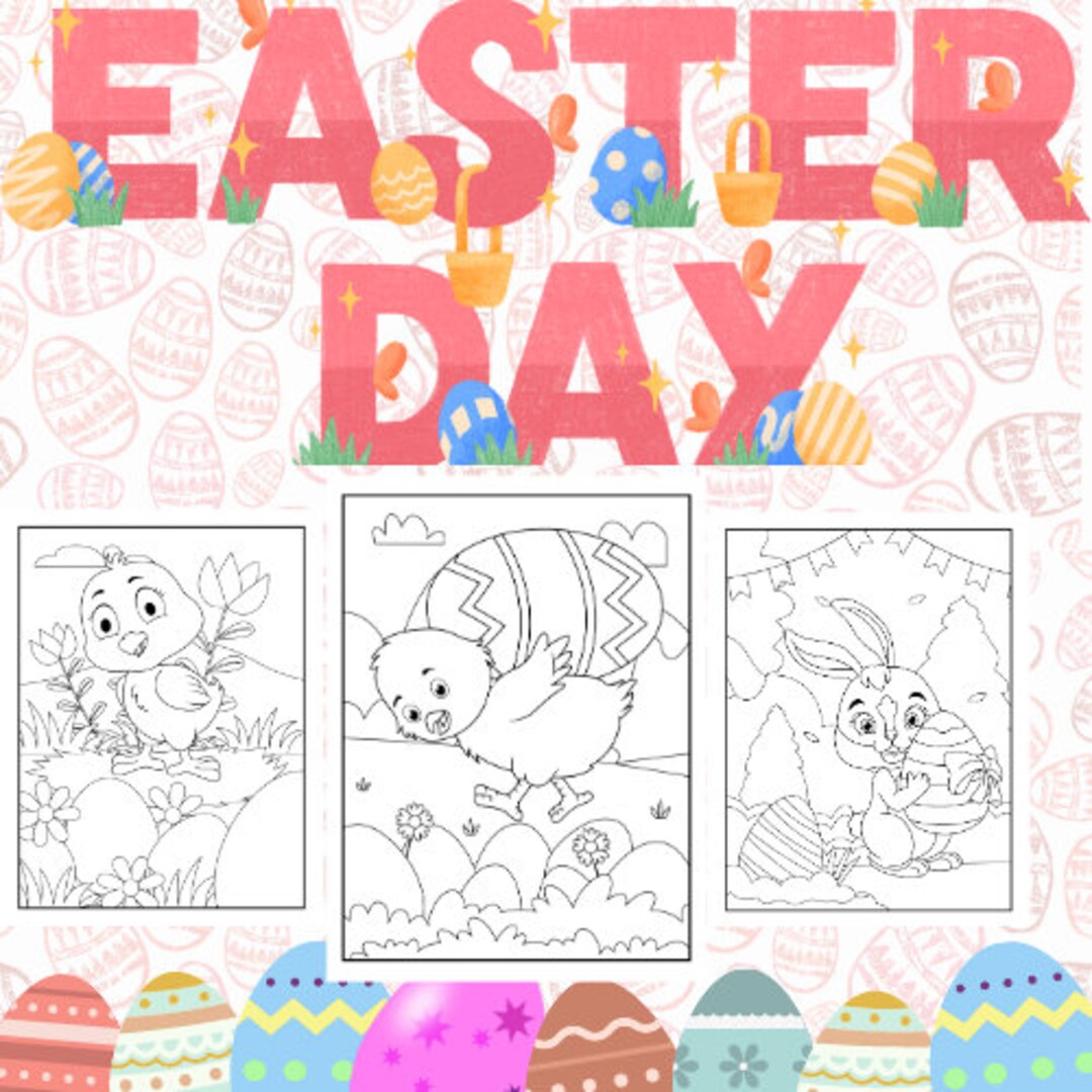 Happy Easter Day Coloring Pages for Kids - Etsy UK
