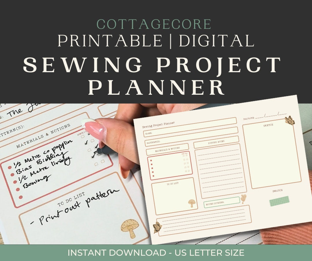 Cottagecore Printable & Digital Sewing Project Planner for Beginner Sewing | Sewists Journal ...