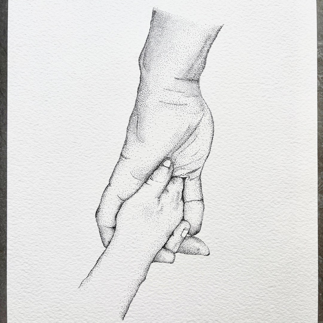 HOLDING HANDS, Black and White Painting, Monochrome,minimalist Decore ...