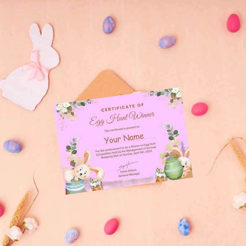 EDITABLE Certificate From Easter Bunny, Pink Printable Easter Bunny ...