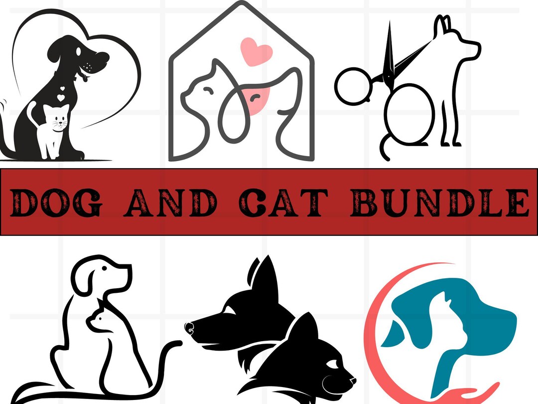 Cat and Dog Silhouettes Svg\ Cat and Dog Svg\ Digital Download\ Dog and ...