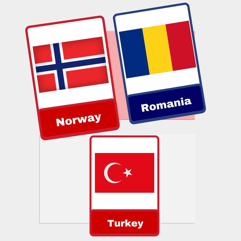 World Country Flags Flash Cards/ Instant Download/ Educational Learning ...