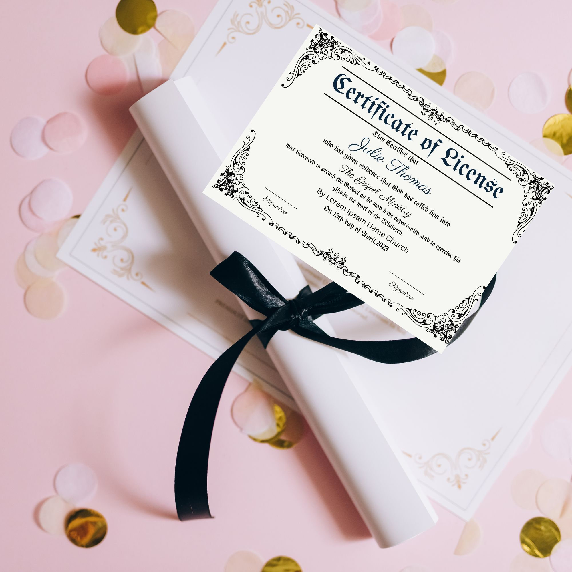 Editable License to Preach Template, Printable Certificate of License ...