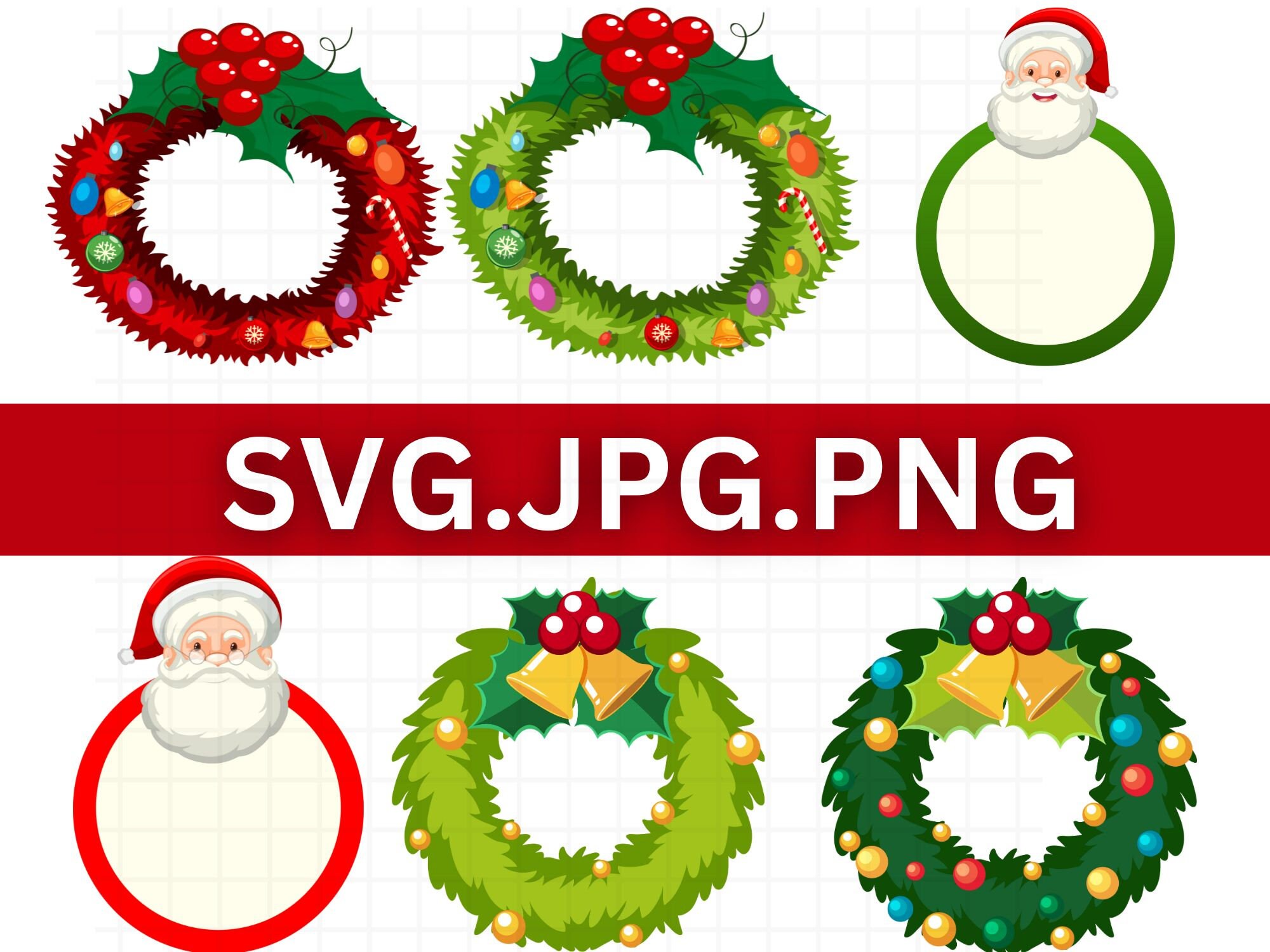 Christmas Wreath Svg Bundle Holly Wreath SVG Christmas Decor Svg ...