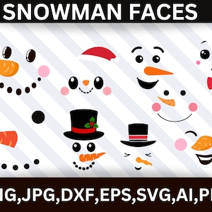 Snowman Faces Svg, Snowman Face Svg, Snowman Clipart, Christmas Snowman ...