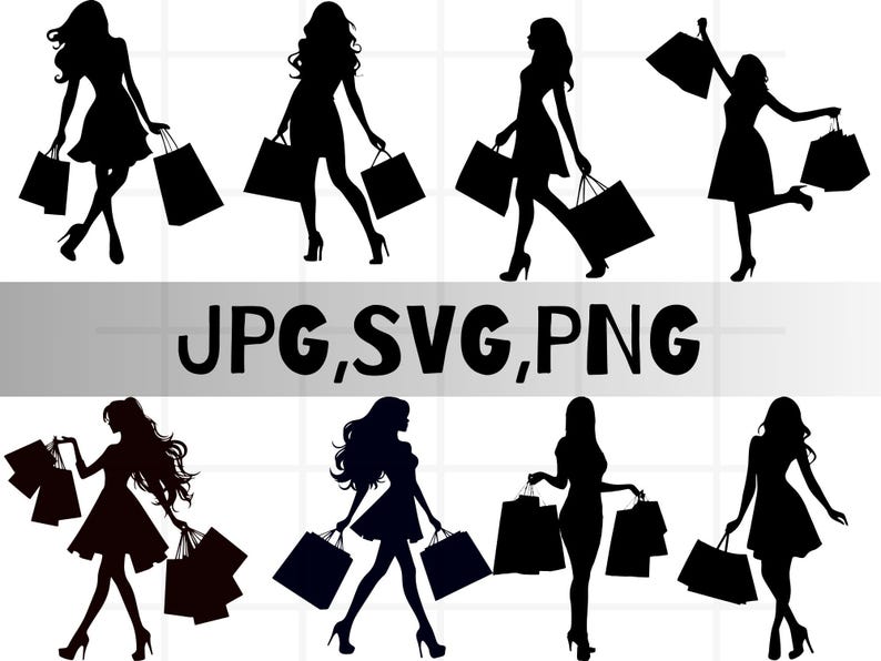 Shopping Girl SVG\ Shopping Girl SVG Bundle\ Shopping Girl Clipart ...