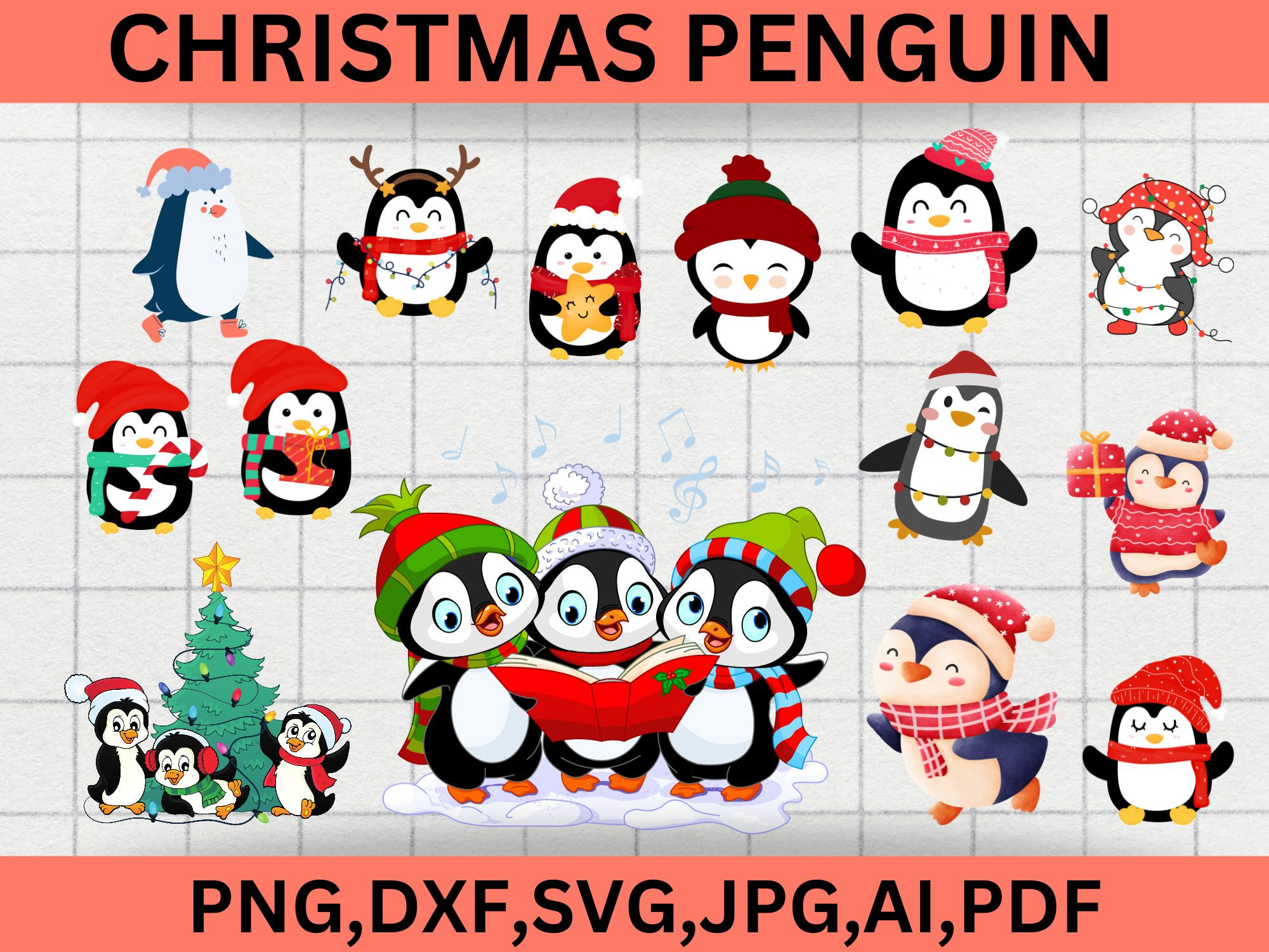 Christmas Penguin Svg Bundle, Christmas Penguin Clipart, Cute Penguin ...
