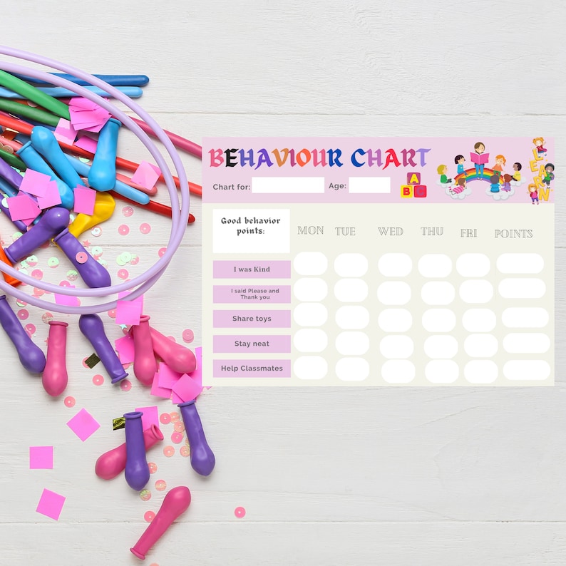 Colorful Behavior Chart for Kids Behavior Chart for Kids Behavior ...