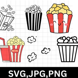 Popcorn Svg\ Popcorn Bucket Svg\ Popcorn Clipart\ Corn Svg\ Popcorn Box ...