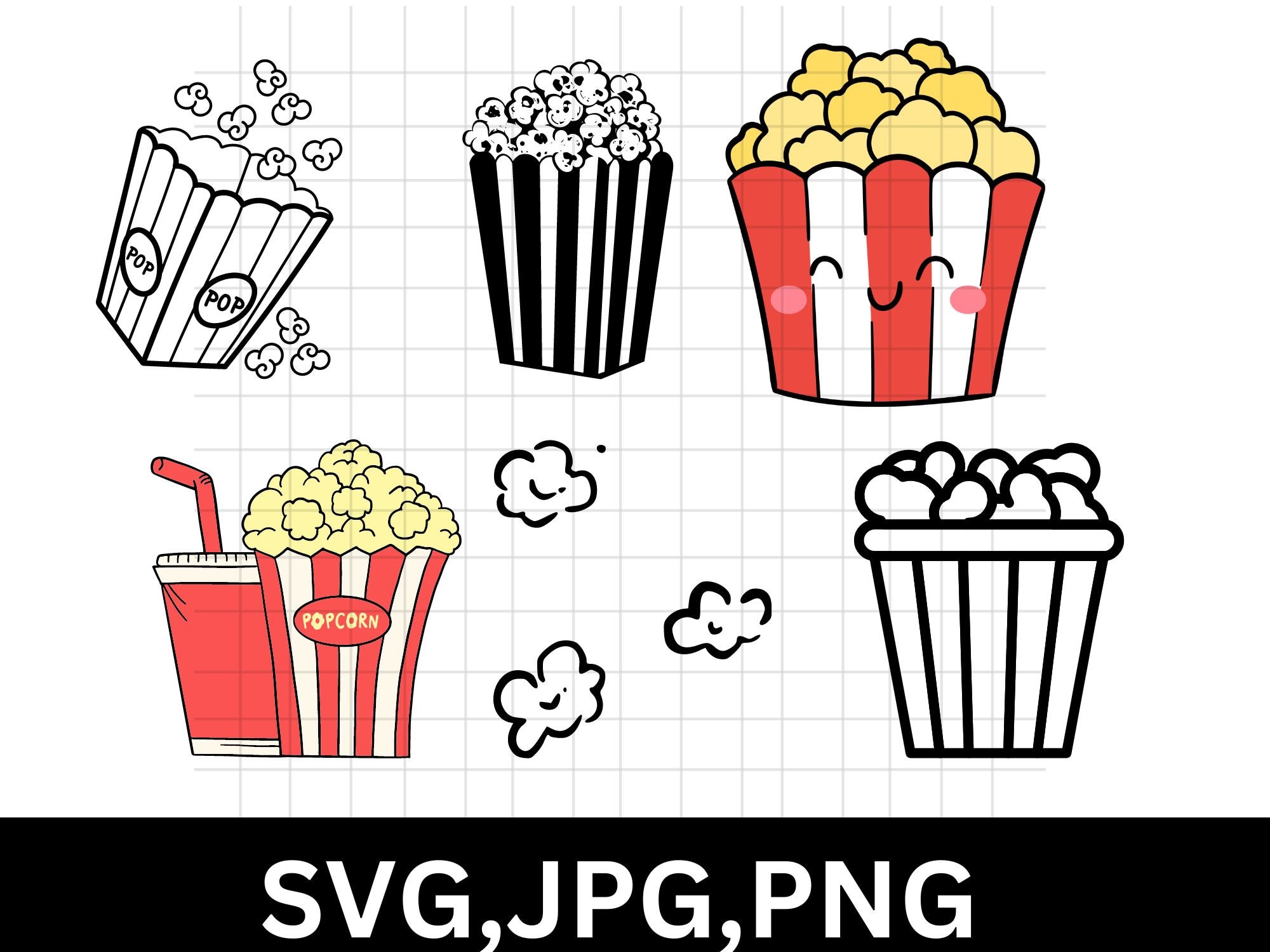 Popcorn Svg\ Popcorn Bucket Svg\ Popcorn Clipart\ Corn Svg\ Popcorn Box ...