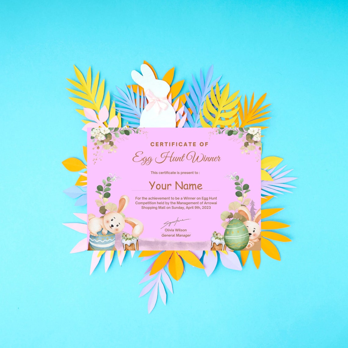 EDITABLE Certificate From Easter Bunny, Pink Printable Easter Bunny ...