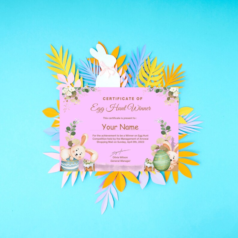 EDITABLE Certificate From Easter Bunny, Pink Printable Easter Bunny ...