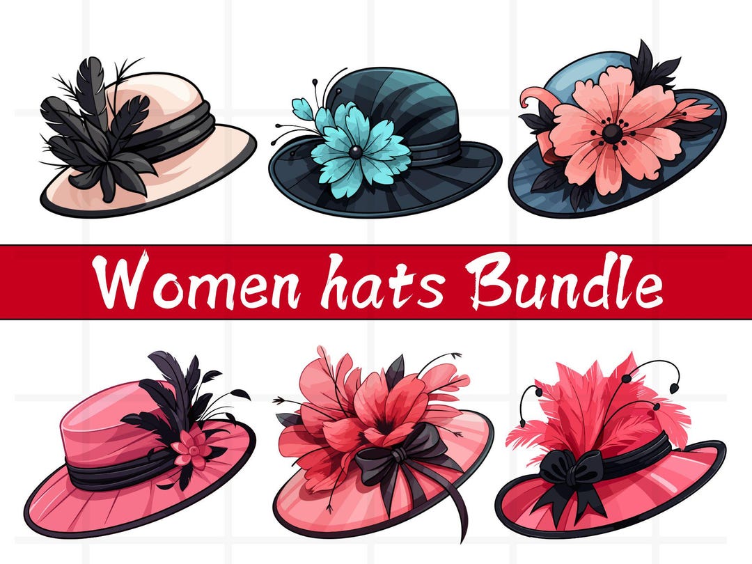 Watercolor Hats Clipart\ Cute Fashion PNG Format Instant Download - Etsy
