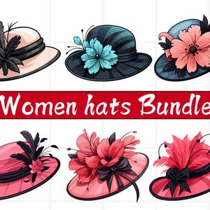 Watercolor Hats Clipart\ Cute Fashion PNG Format Instant Download - Etsy