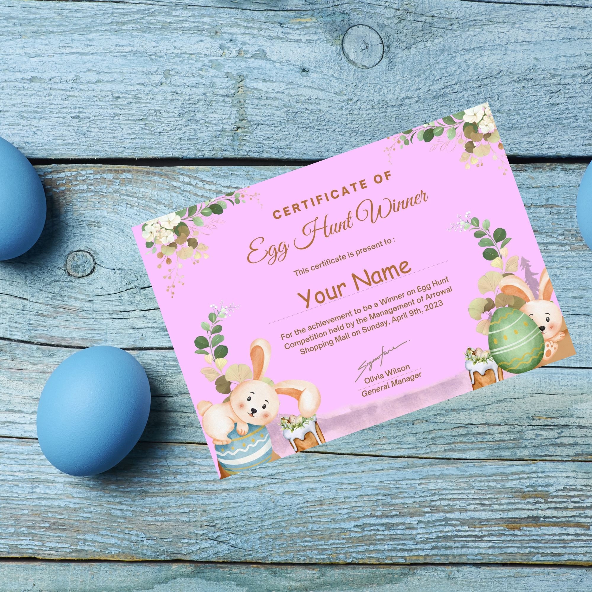 EDITABLE Certificate From Easter Bunny, Pink Printable Easter Bunny ...