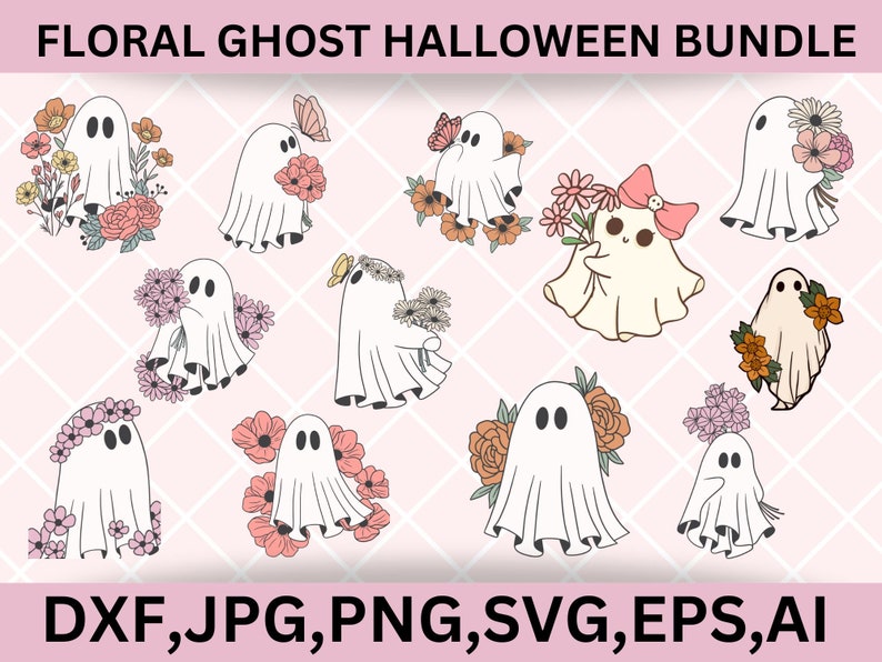Floral Ghost Svg, Floral Ghost Png, Halloween Ghost Png, Flower Ghost ...