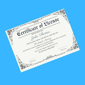 Editable License to Preach Template, Printable Certificate of License ...