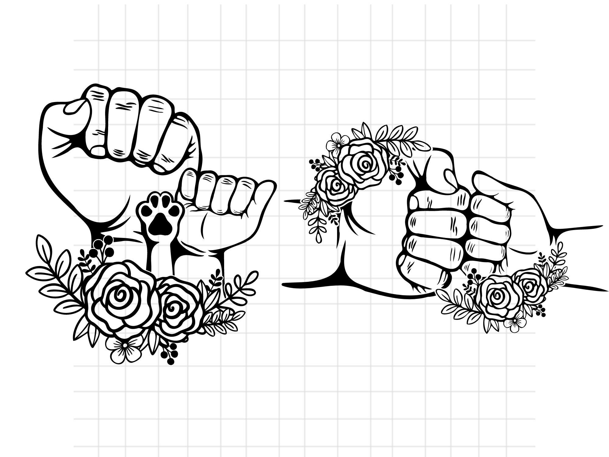 Fist Bump SVG Father and Son SVG Floral Punch SVG Dad Svg Papa Svg ...
