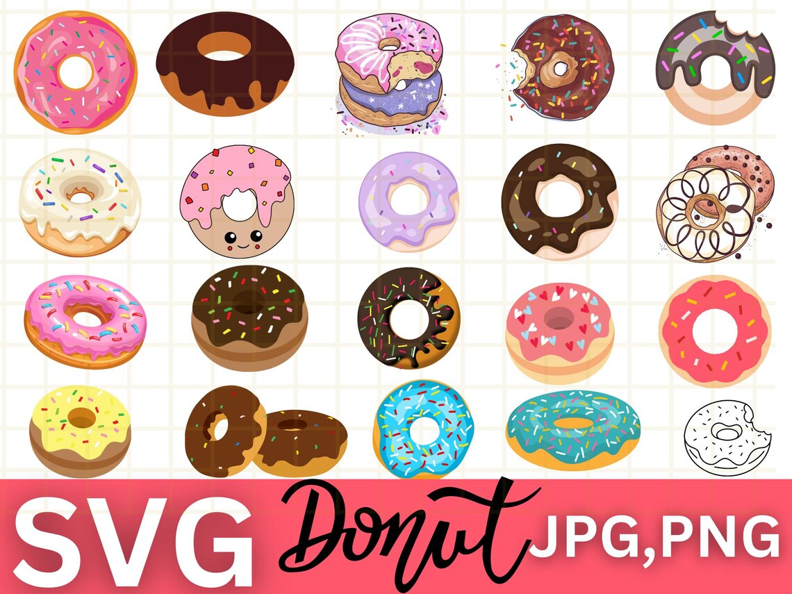 Donut SVG Bundle Chocolate Donut SVG Doughnut SVG Donut Clipart ...
