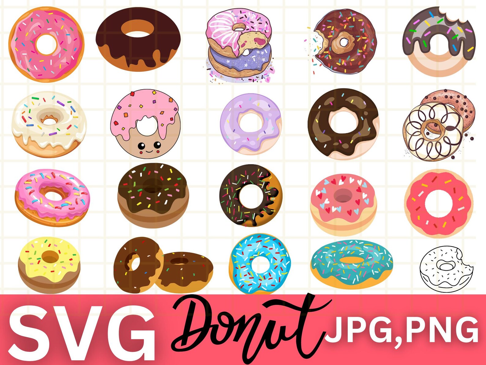 Donut SVG Bundle\ Chocolate Donut SVG\ Doughnut SVG\ Donut Clipart ...