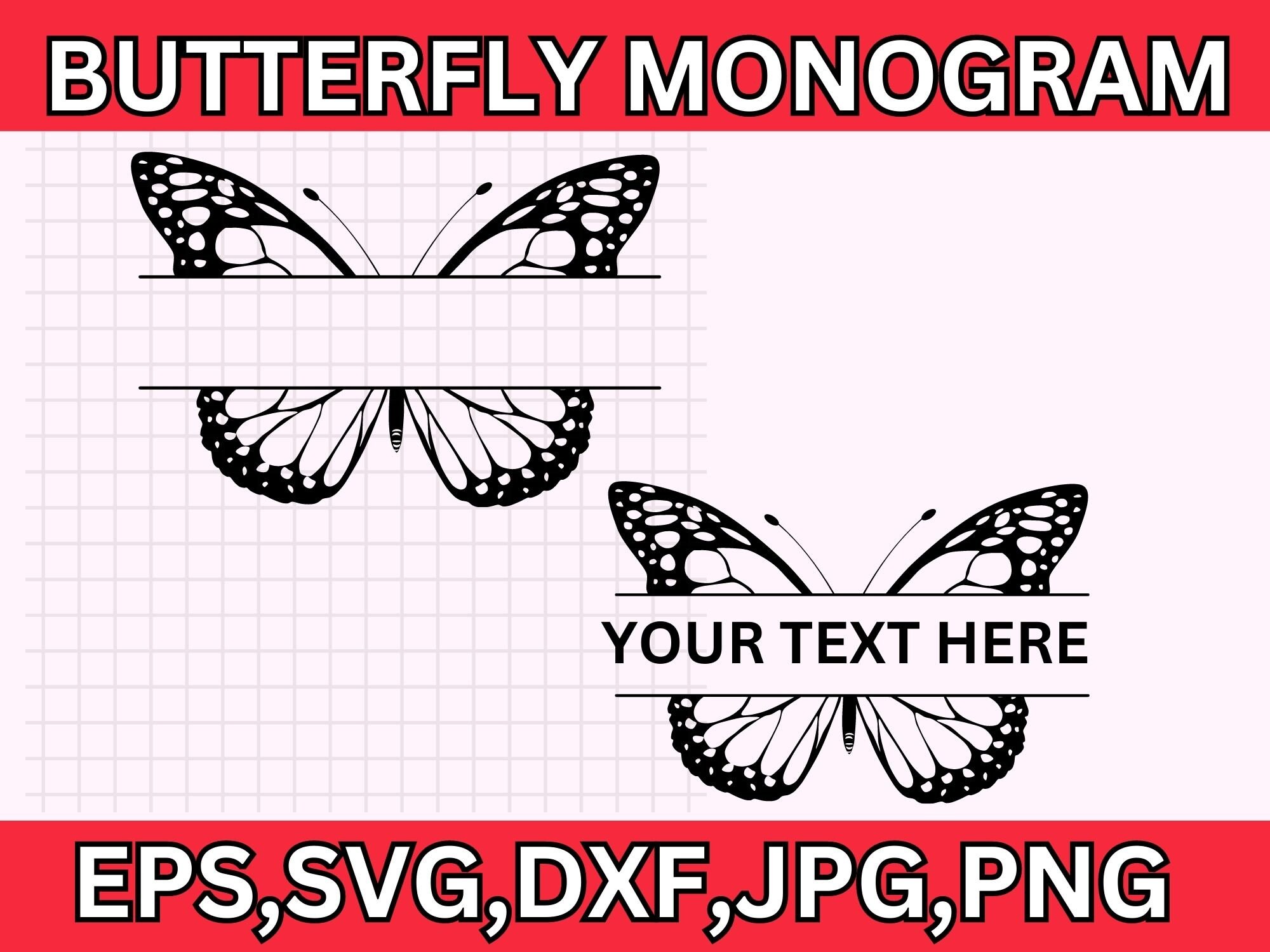 Butterfly Monogram Svg Bundlebutterfly Split Monogram Svg - Etsy