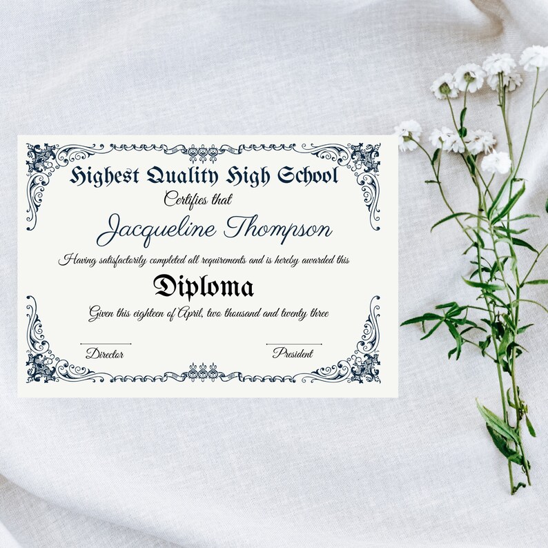 High School Diploma, Printable Diploma, Diploma Template, GED Diploma ...