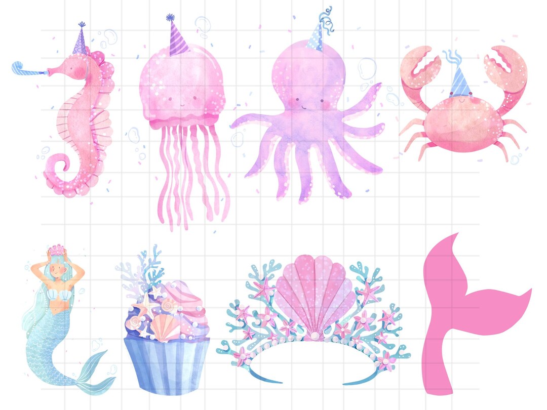 Watercolor Mermaids Clipart\ Underwater Clipart\ Nursery\ Cute Mermaids ...