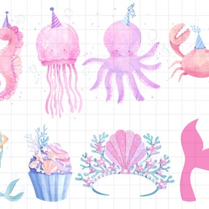 Watercolor Mermaids Clipart\ Underwater Clipart\ Nursery\ Cute Mermaids ...