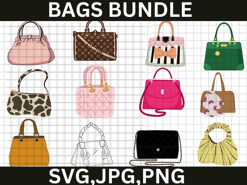 Handbags SVG Handbags Bundle SVG Purse SVG Hand Purse Svg Fashion Svg ...