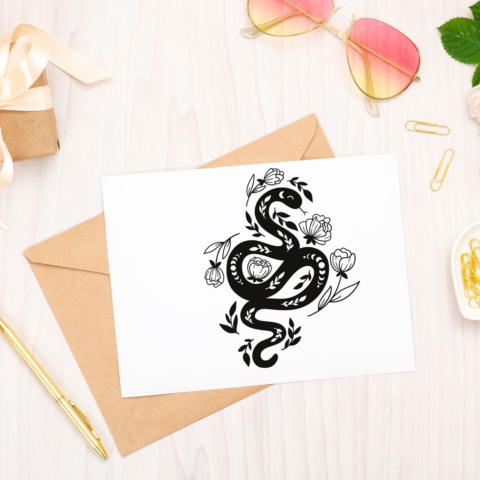 Floral Snake Svg\ Snake Svg\ Floral Snake\ Celestial Floral Snake ...