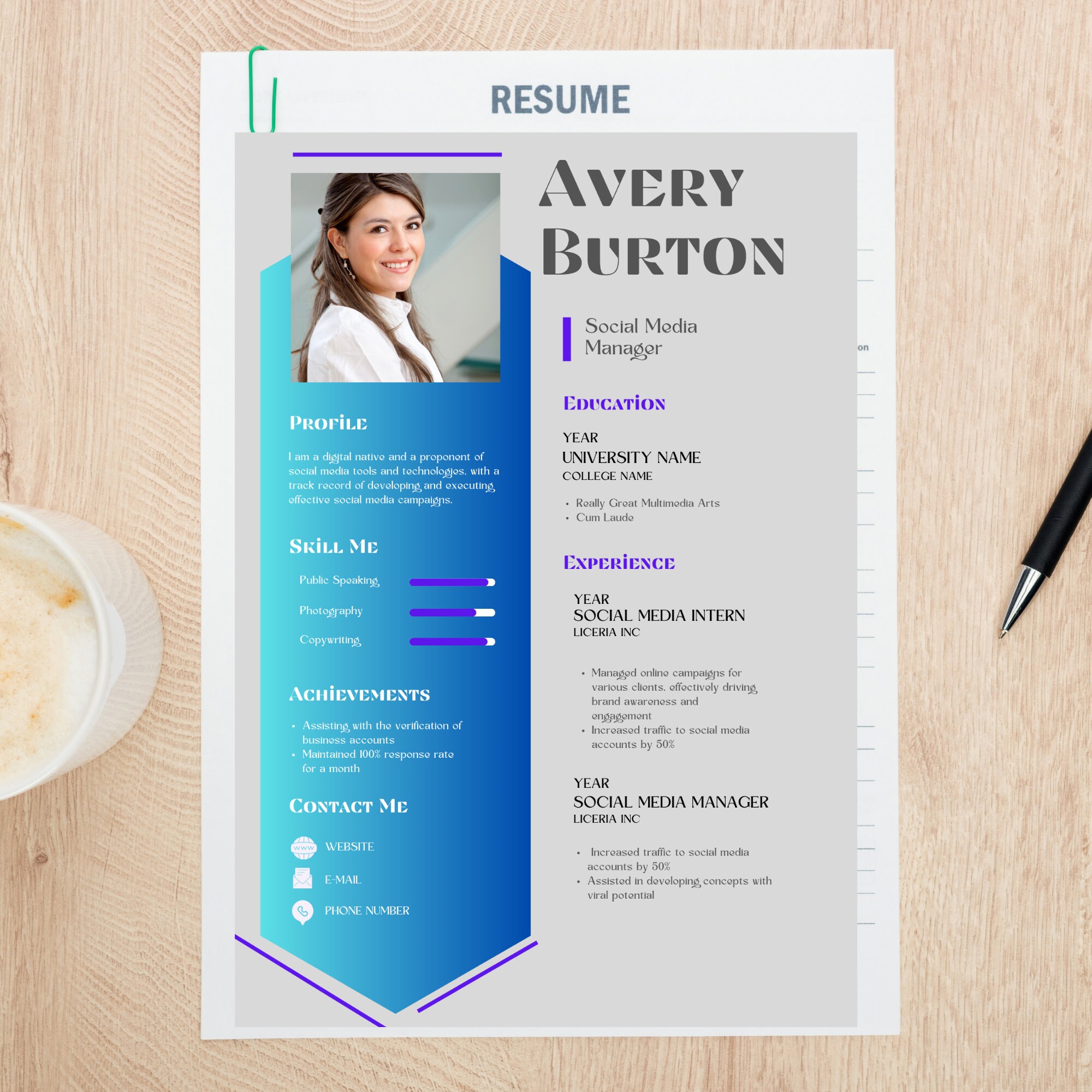 Marketing Resume, Modern Resume, Modern Resume Template for Marketing ...