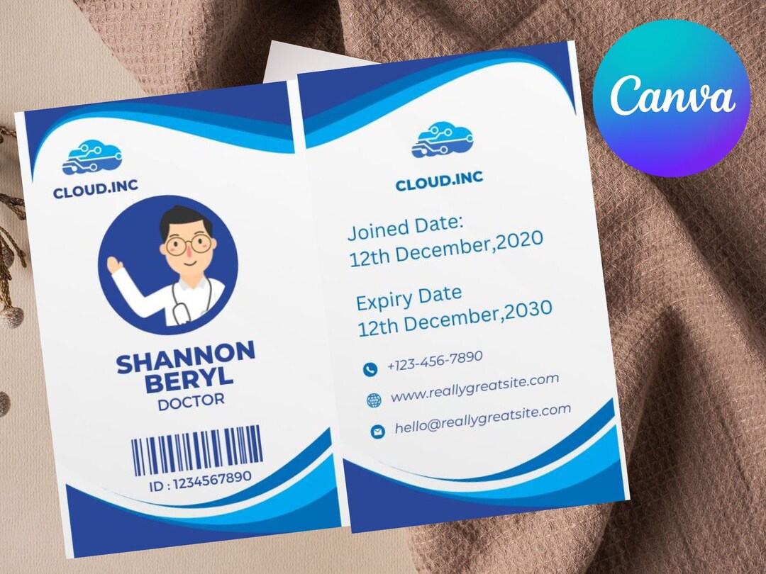 Doctor ID Badge | Editable Hospital Staff ID | Doctor Badge | Instant ...