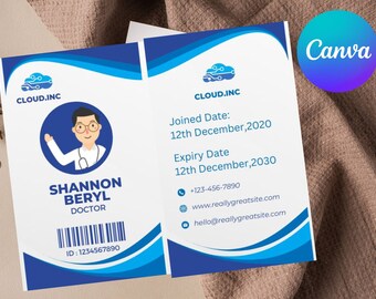 Doctor ID Badge Editable Hospital Staff ID Doctor Badge Id Instant ...