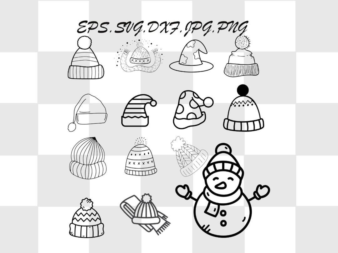Winter Hats Svg Bundle, Santa Hat Clip Art, Santa Hats Svg, Christmas ...