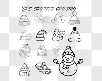 Winter Hats Svg Bundle, Santa Hat Clip Art, Santa Hats Svg, Christmas ...