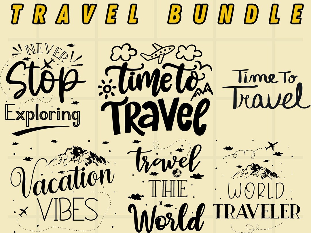 Travel SVG Quotes Sayings\ Adventure\ Trip\ Tourism\ Set Bundle\ SVG ...