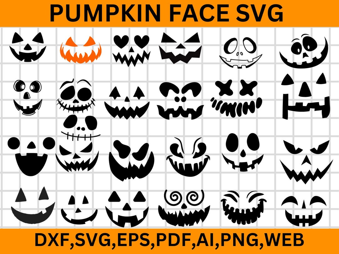 Pumpkin Face Svg Bundle, Jack O Lantern Svg, Pumpkin Faces Halloween ...