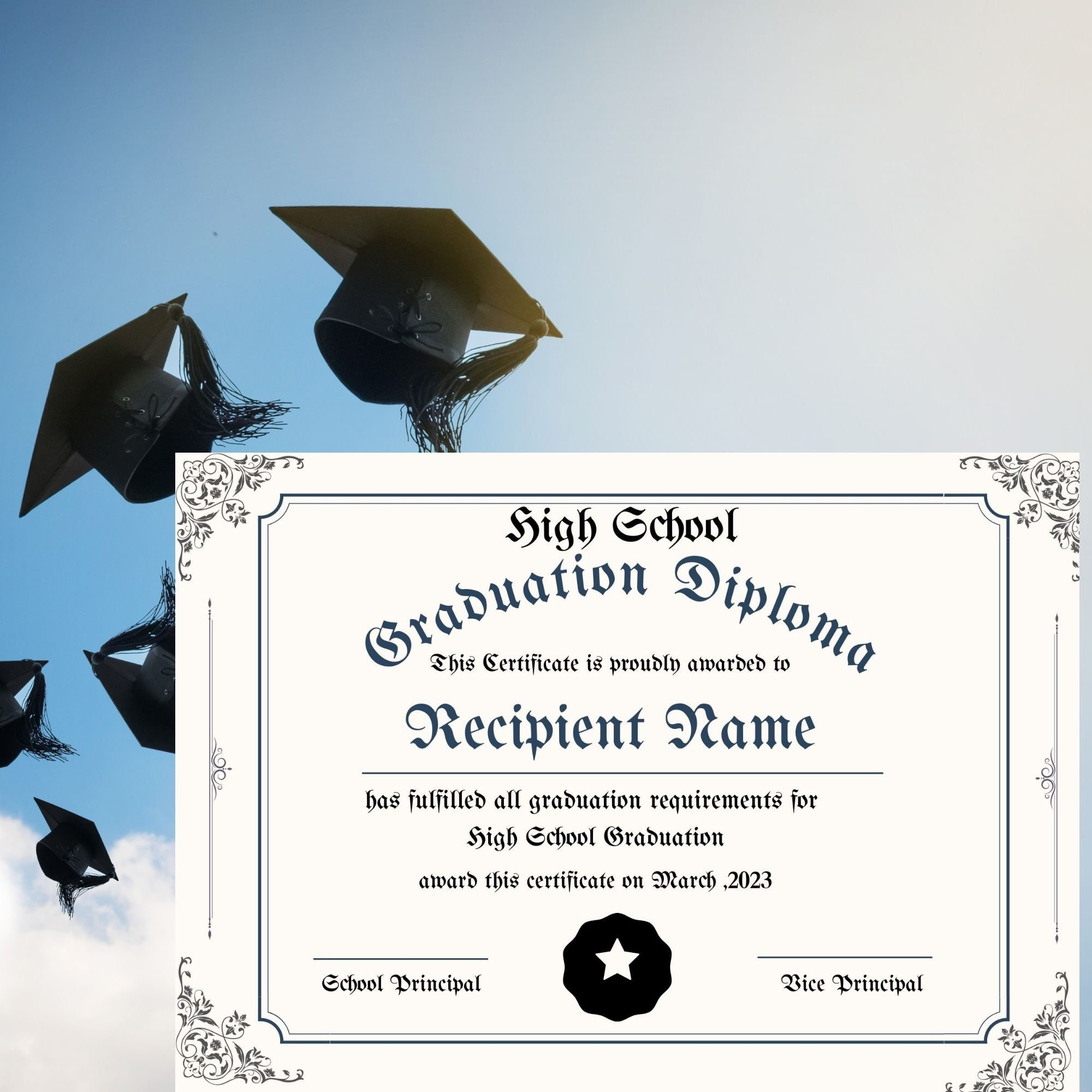 Printable Homeschool Diploma, Personalized Gift Graduation Diploma ...
