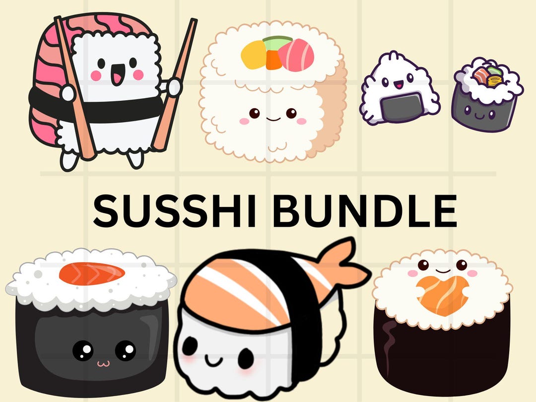 Sushi SVG Bundle\ Sushi Clipart\ Black and White\ Japan\ Japanese Food ...