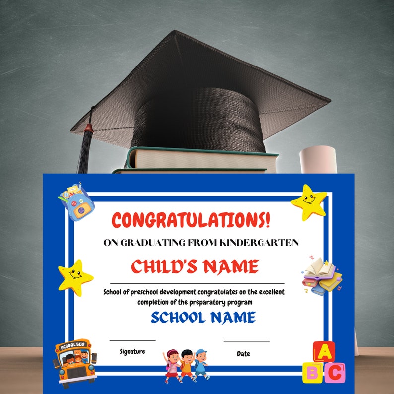 Editable Kindergarten Diploma, Kindergarten Graduation, Kindergarten ...
